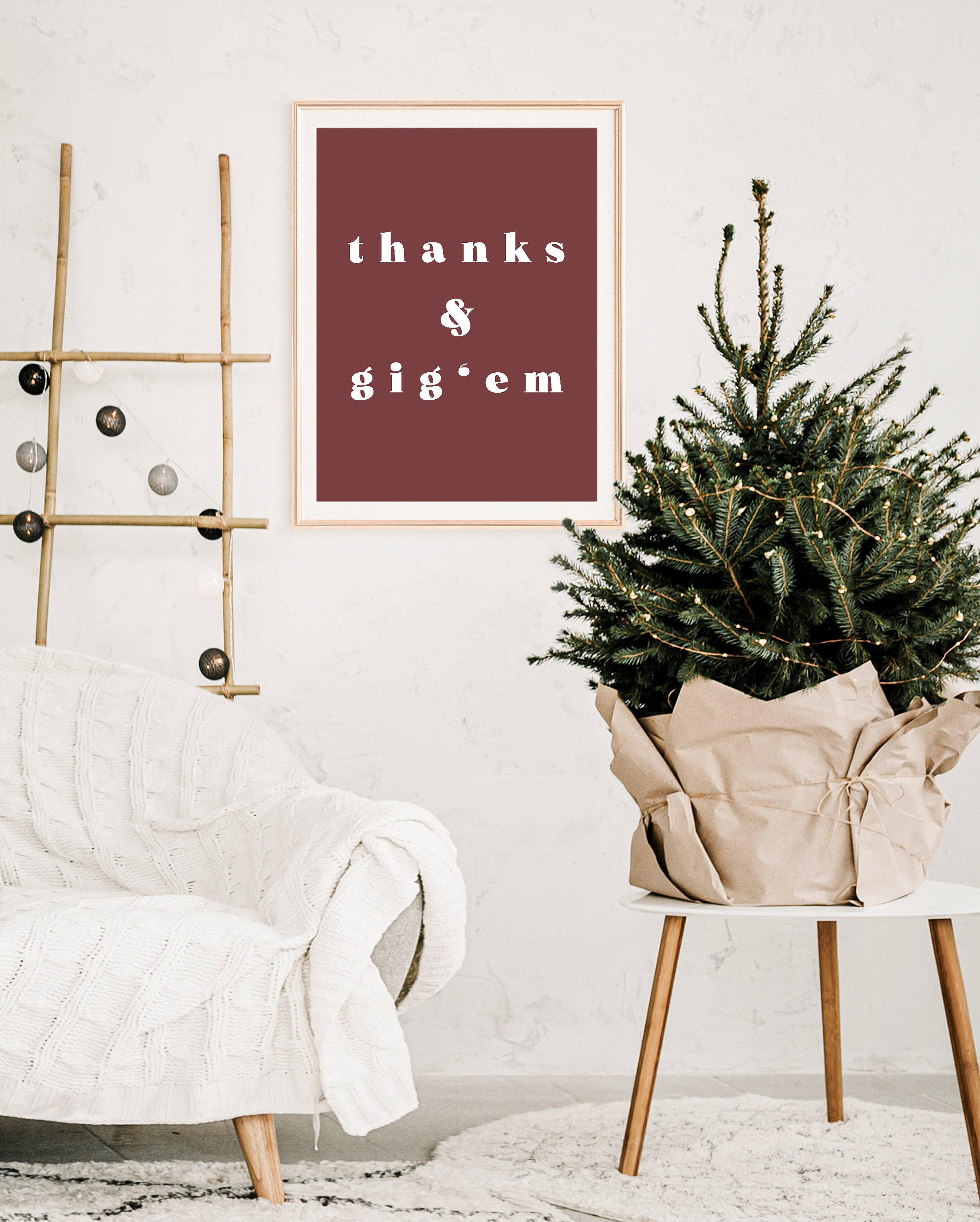 Aggie Wall Art | Thanks and Gig Em Sign | Texas A&M Typography Print ...