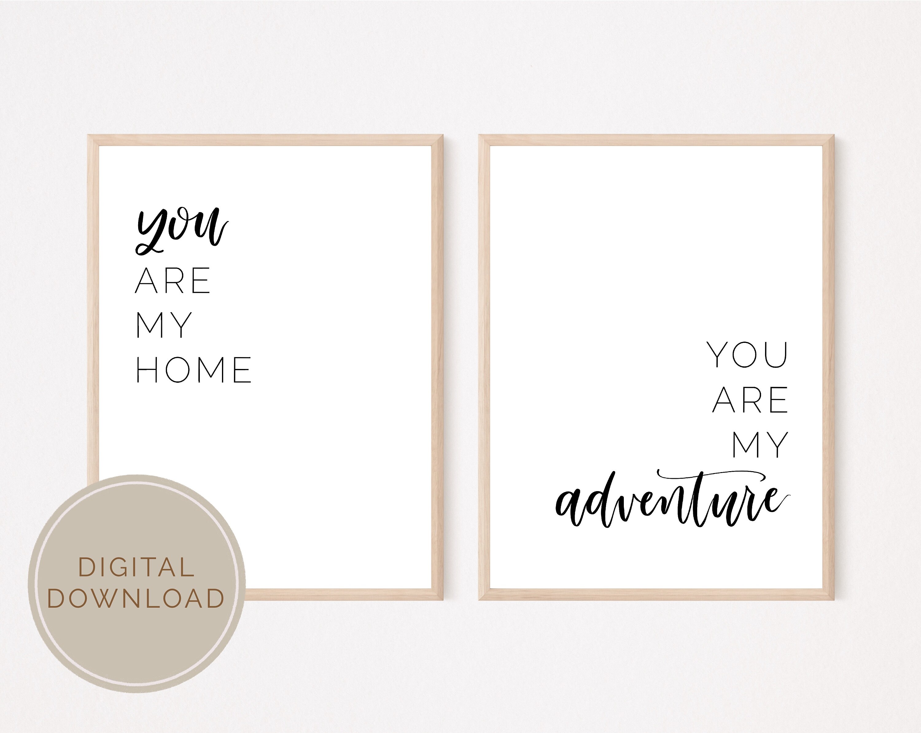Romantic Couple Wall Art Matching Pair of Art Prints You Are My Home ...