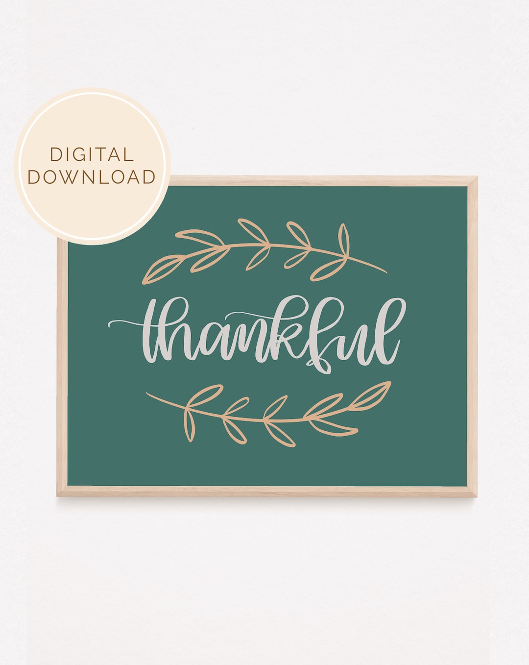 Thanksgiving Decor Thankful Wall Art Thankful Wreath Print - Etsy