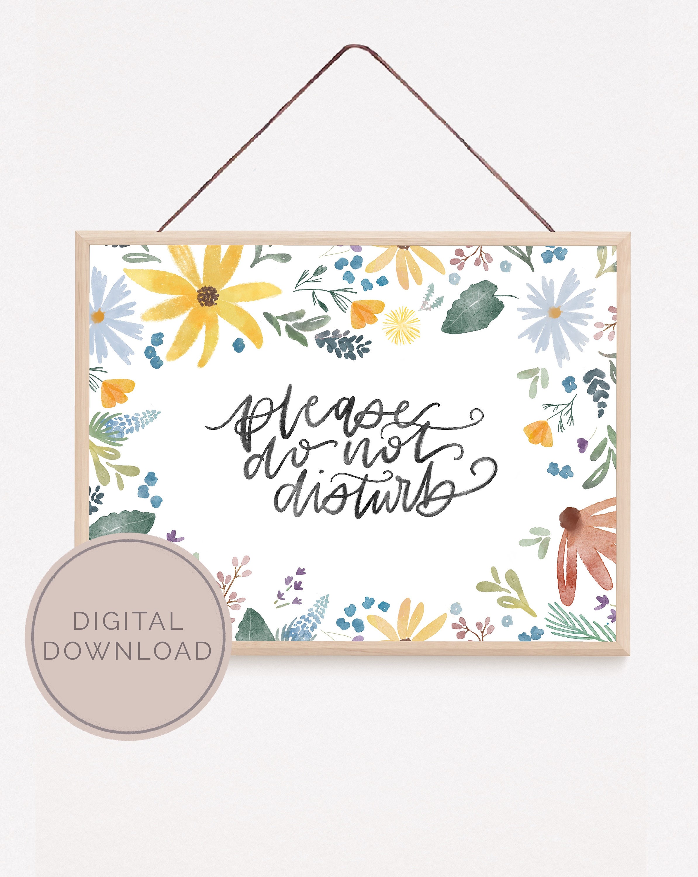 Do Not Disturb Sign | Wildflower Floral Privacy Door Sign | Work From ...