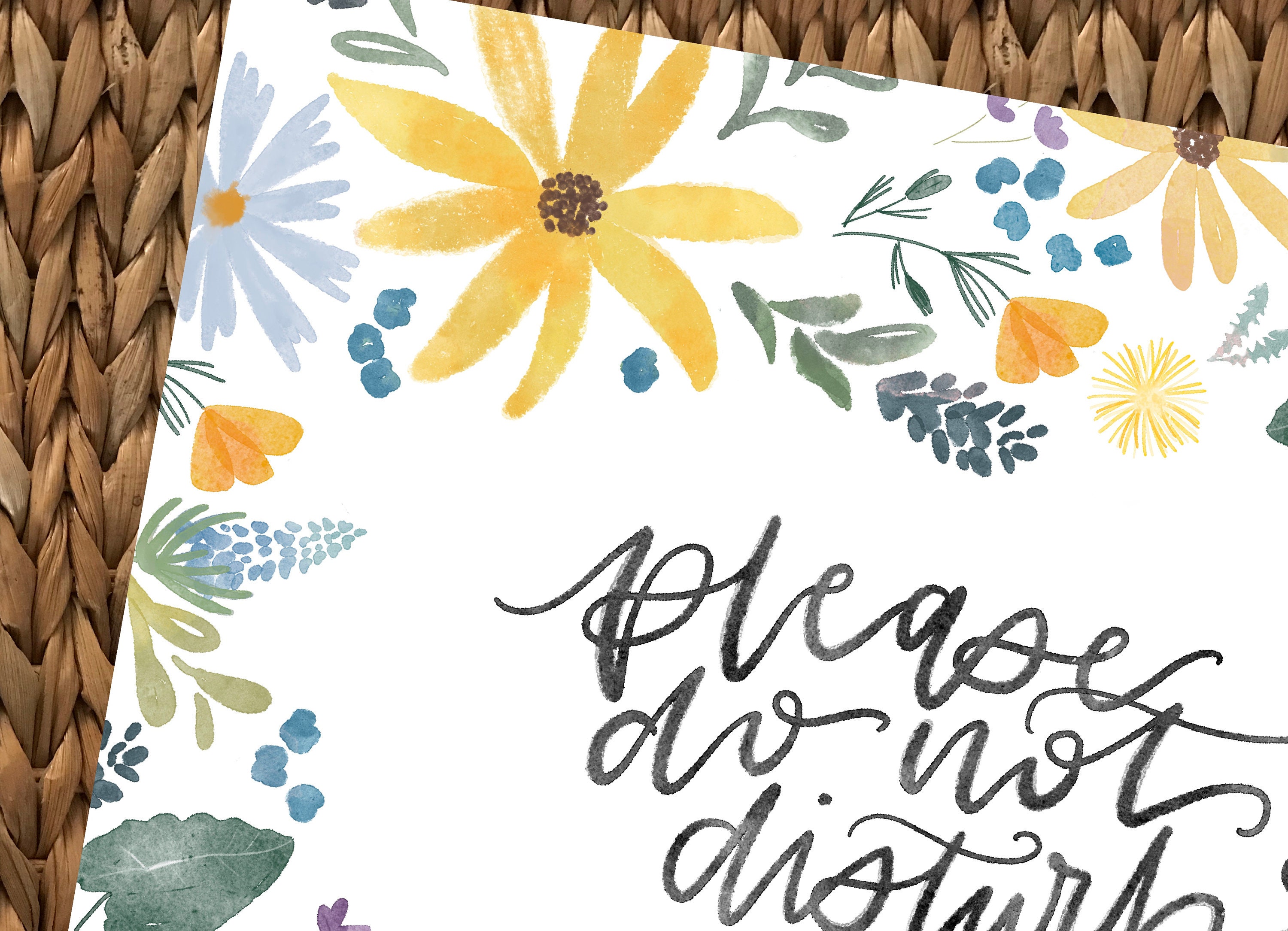 Do Not Disturb Sign | Wildflower Floral Privacy Door Sign | Work From ...