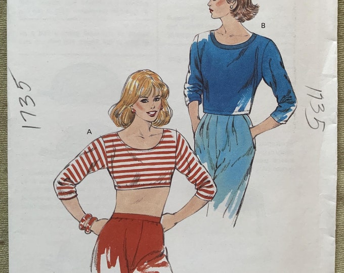 Vintage 1980's Kwik Sew Pattern 1735, Kwik Serge, Misses' Knit Tops ...