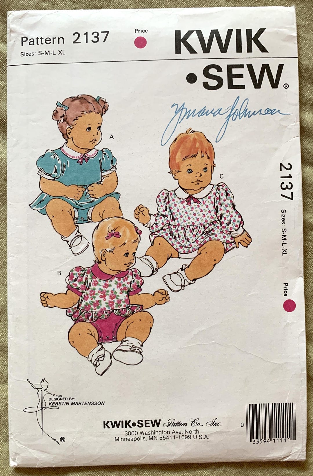 Vintage 1990's Kwik Sew Pattern 2137, Baby Rompers and Dress, Uncut/ff ...