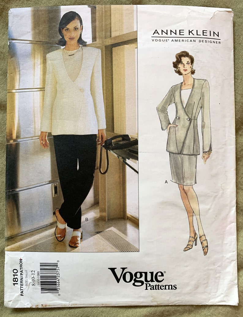 Vintage 1990's Vogue Pattern 1810, Anne Klein, Misses' Jacket/skirt ...