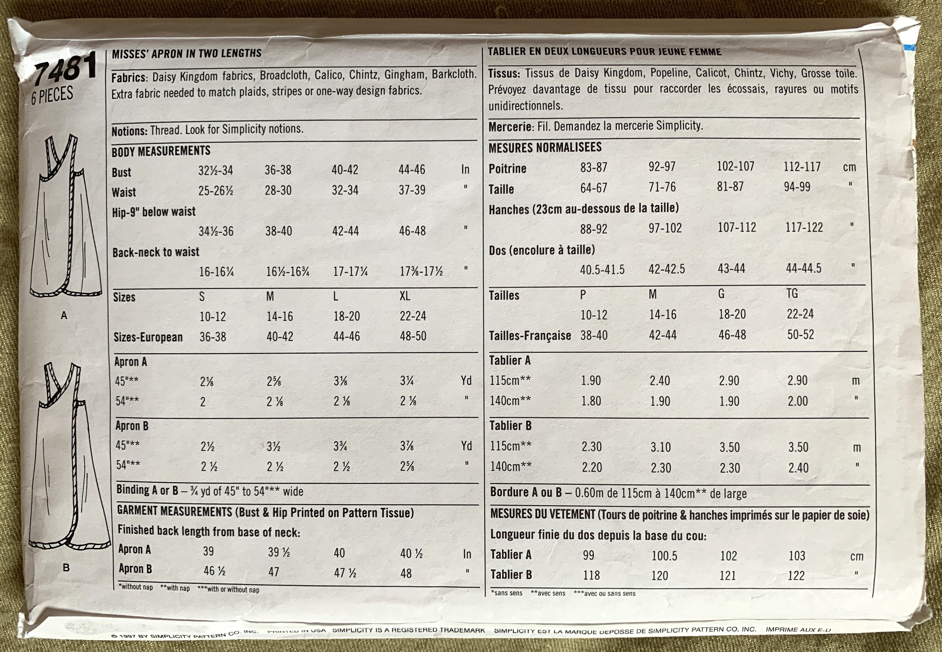 Vintage 1990's Simplicity Crafts Pattern 7481, Daisy Kingdom, Misses ...
