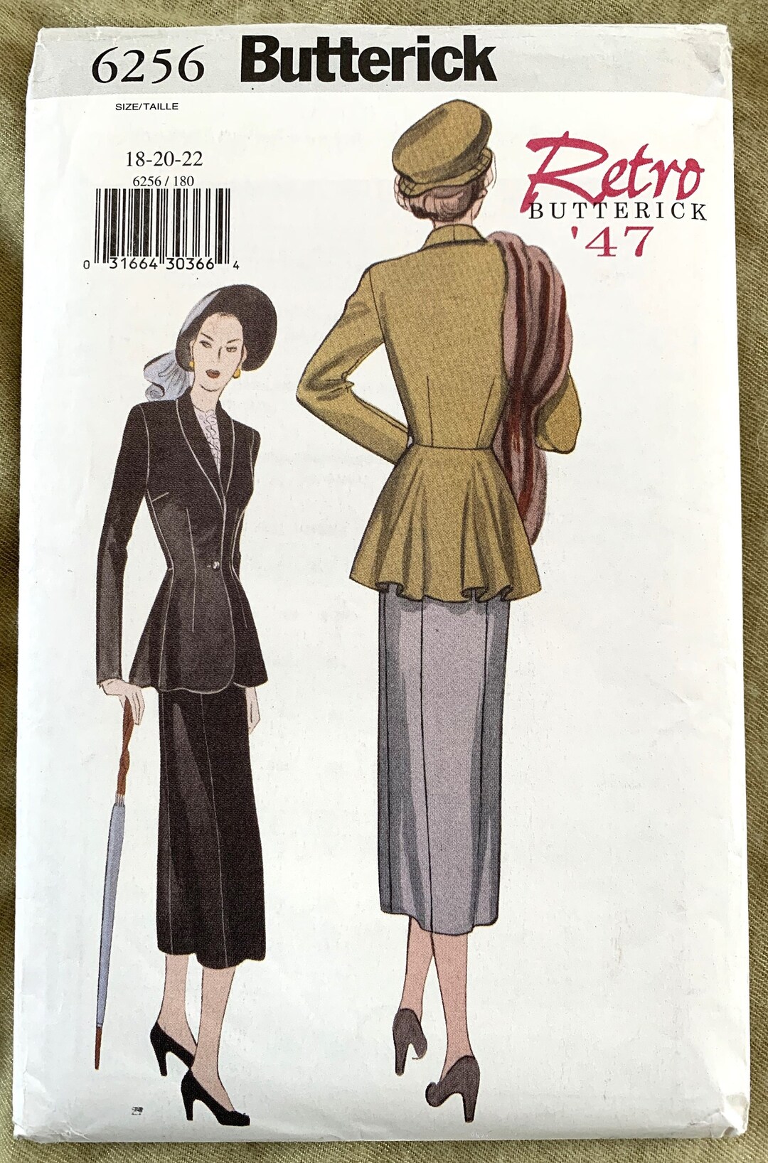 Vintage 1990's Butterick Retro '47 Pattern 6256, Misses'/misses' Petite ...