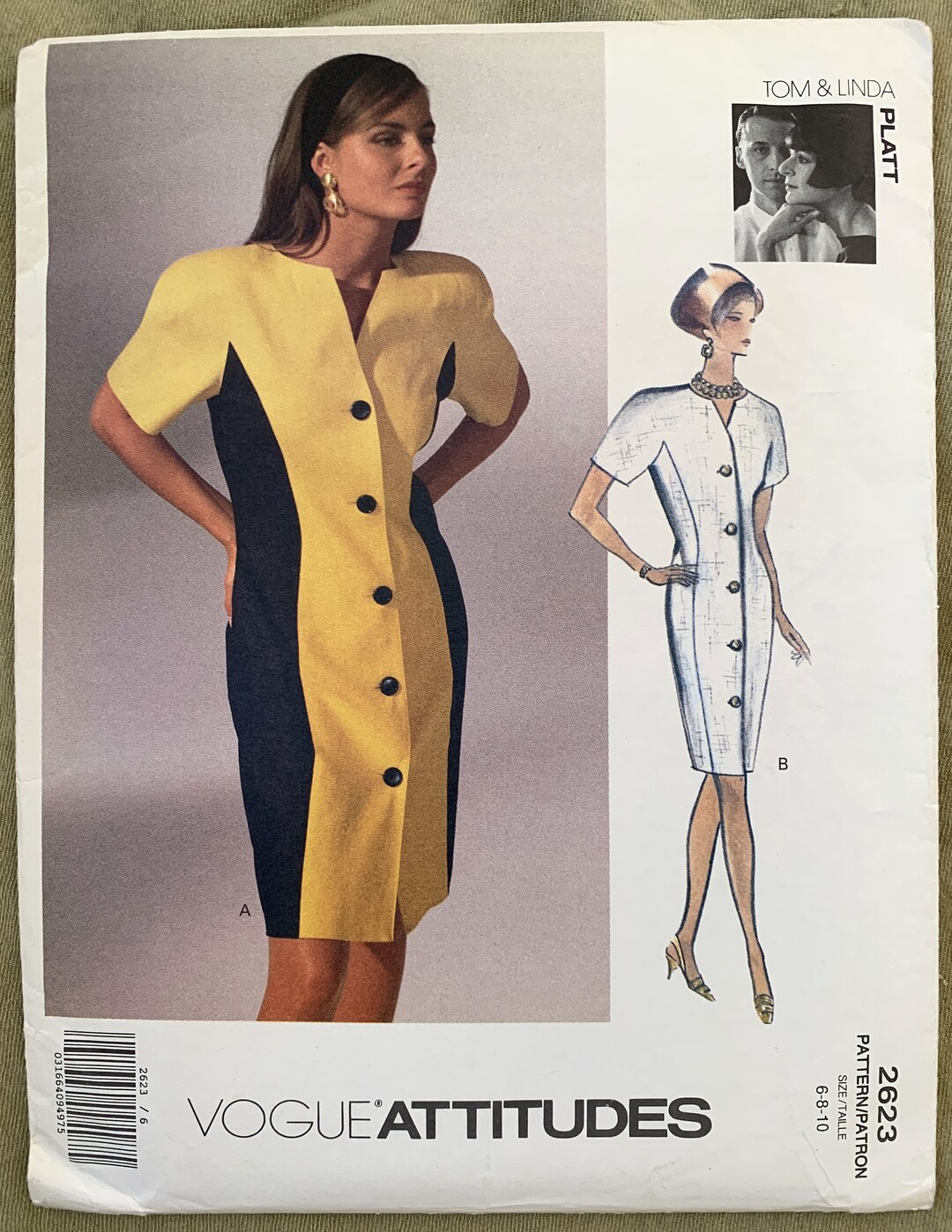 Vintage 1990's Vogue Pattern 2623, Vogue Attitudes, Tom and Linda Platt ...