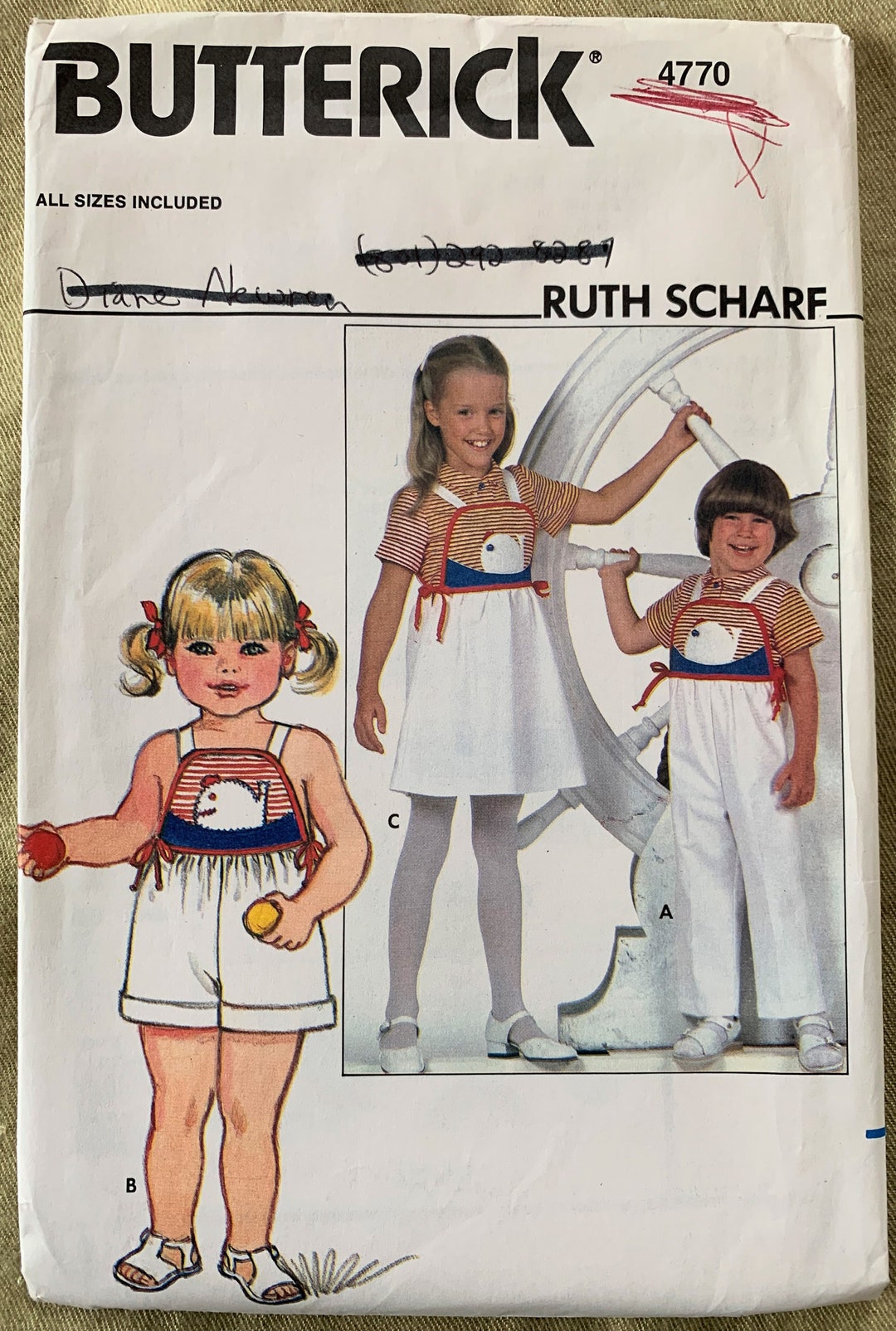 Vintage Butterick Ruth Scharf Pattern 4770, CHILD'S Shirt/jumpsuit ...