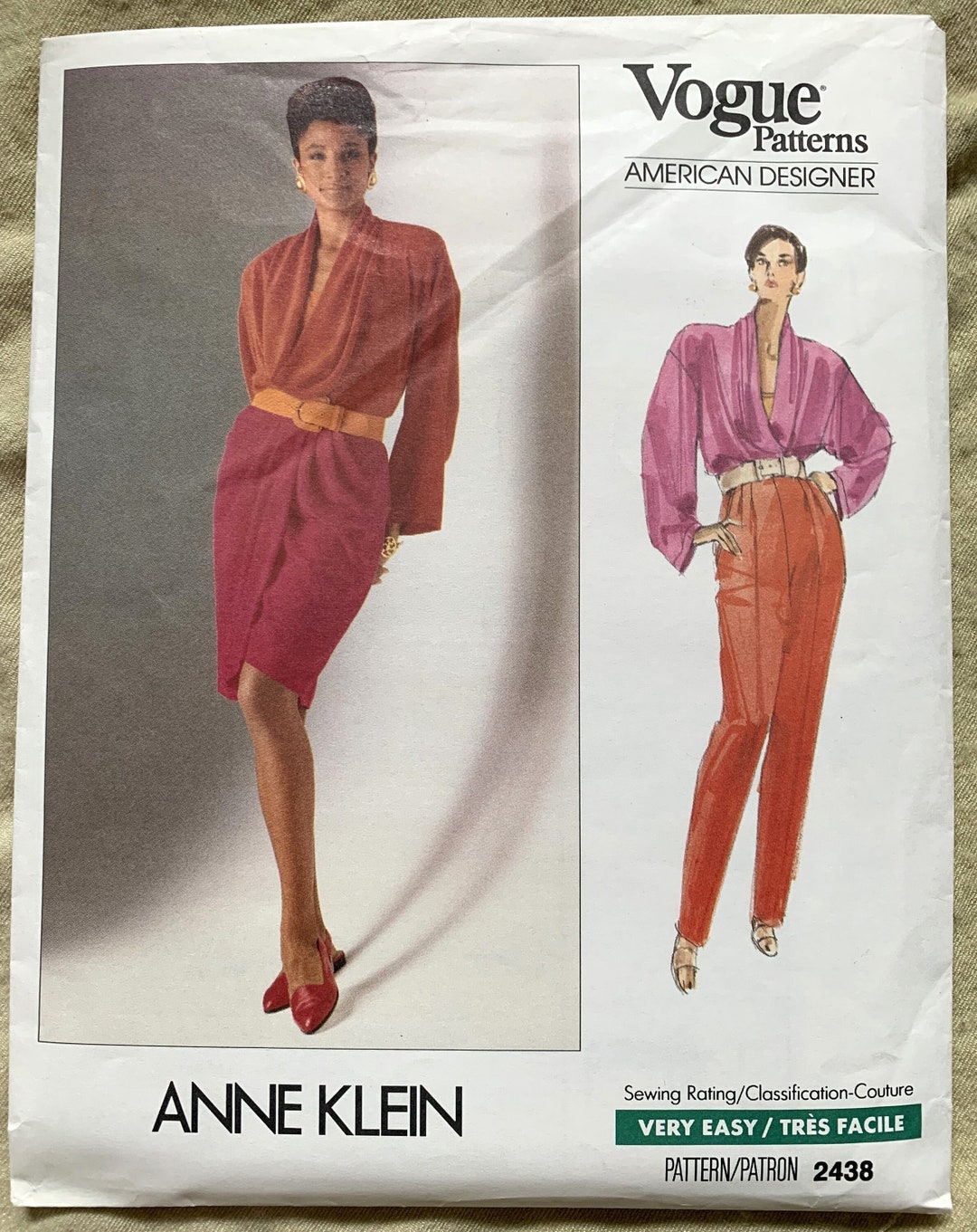 Vintage 1990's Vogue Pattern 2438, American Designer, Anne Klein ...