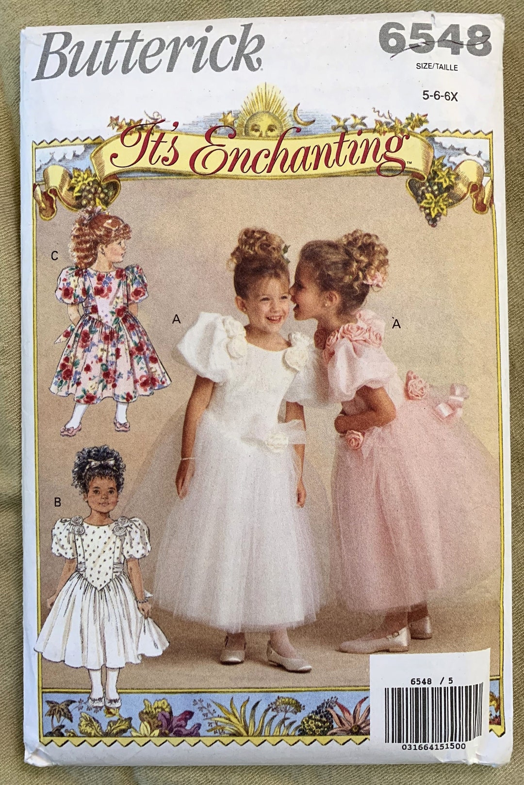 Vintage 1990's Butterick Pattern 6548, It's Enchanting, Girls' Dress ...