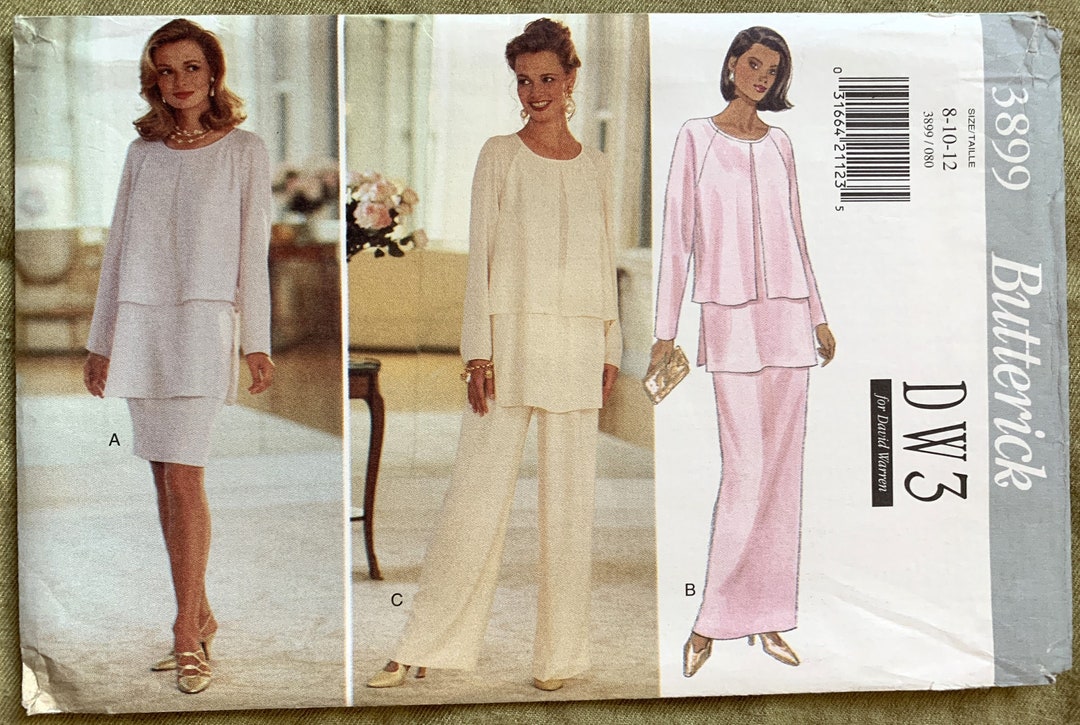 Vintage 1990's Butterick Pattern 3899, David Warren DW3, Misses' Top ...