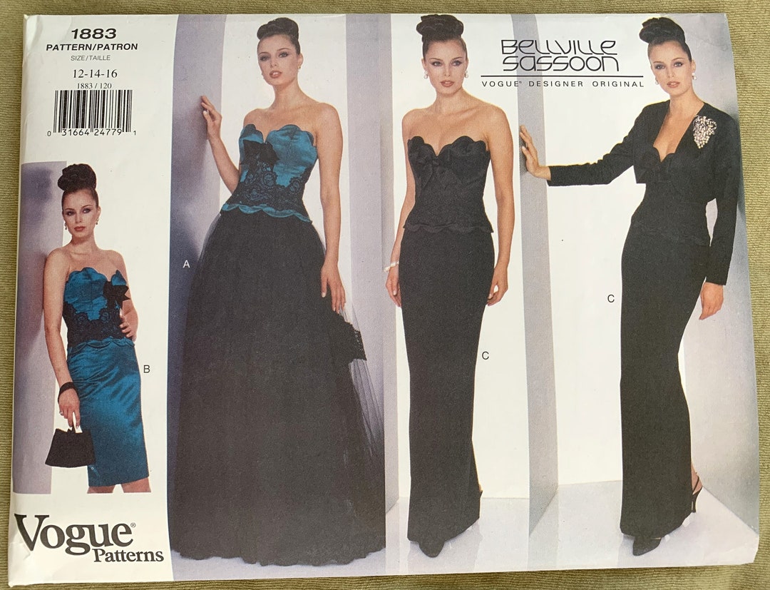 Vintage 1990's Vogue Pattern 1883, Designer Original, Bellville Sassoon ...