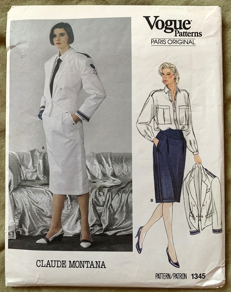 Vintage 1980's Vogue Pattern 2389, Paris Original, Claude Montana ...