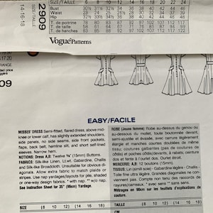 Vintage 1990's Vogue Pattern 2909, Vogue Attitudes International, Odile ...