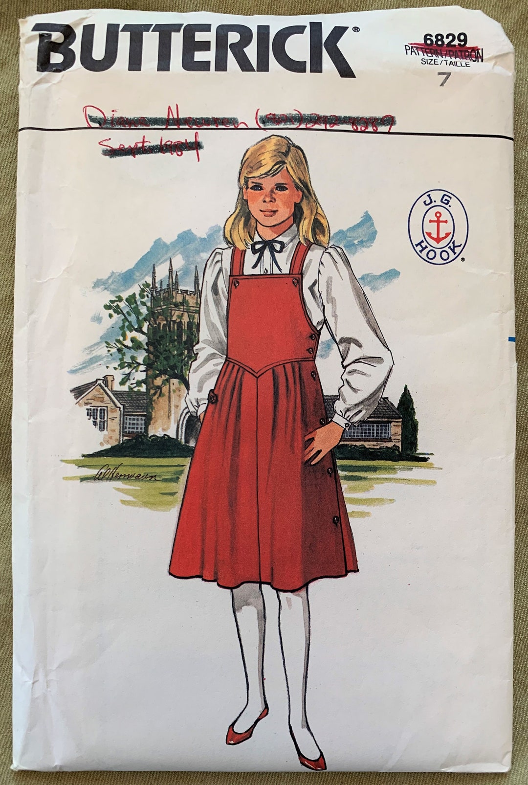 Vintage Butterick J.G. Hook Pattern 6929, GIRLS' Jumper/blouse, UNCUT ...