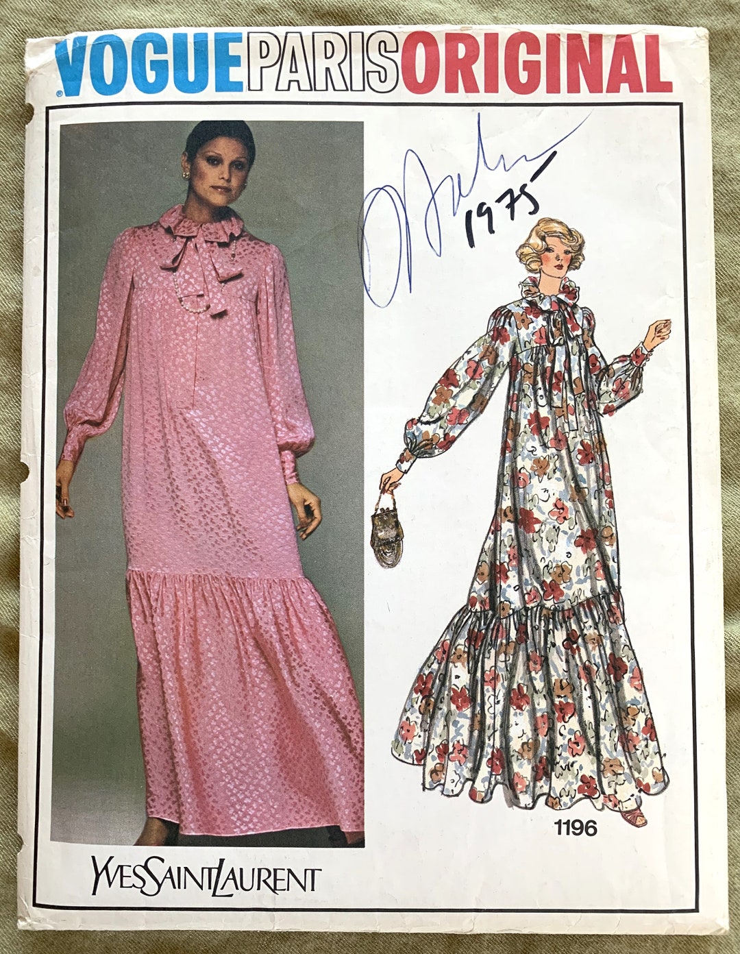 Vintage 1970's Vogue Pattern 1196, Vogue Paris Original, Yves Saint ...
