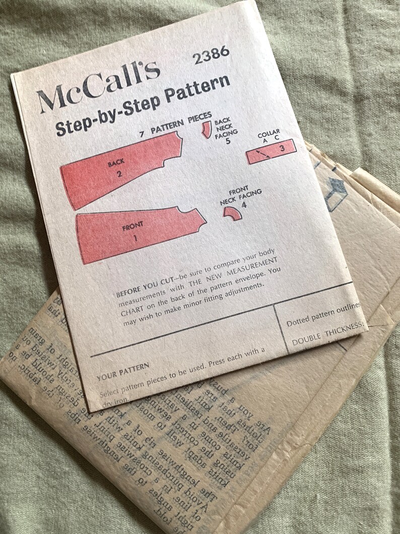 Vintage 1970's Mccall's Pattern 2386, Misses' Dress, UNCUT, Size 12 ...