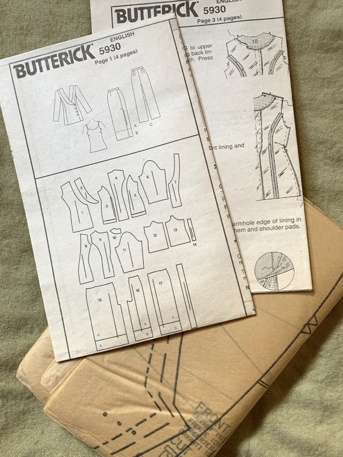 Vintage 1990's Butterick Pattern 5930, Misses' Jacket/top/skirt/pants ...