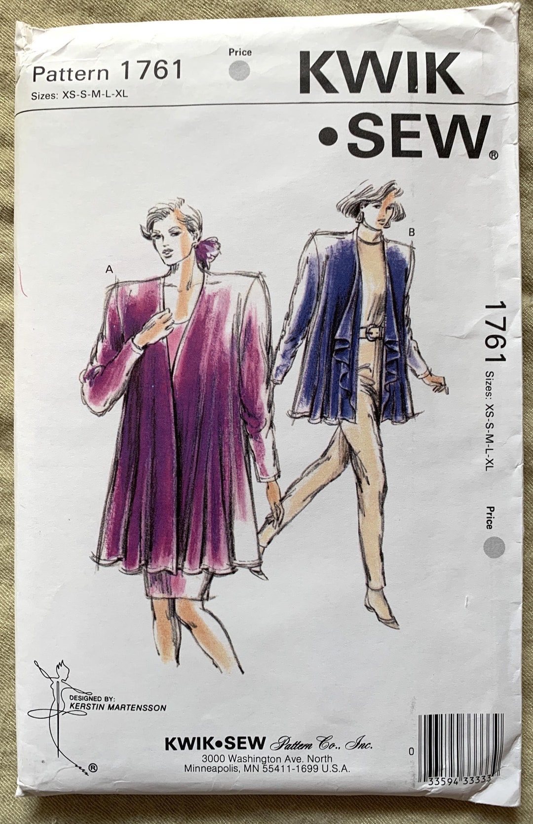 Vintage 1980's Kwik Sew Pattern 1761, Misses' Jackets, Uncut/ff, Size ...