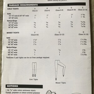 Vintage 1980's Patch Press Pattern 506D, Stirrup Tights, UNCUT, Child ...