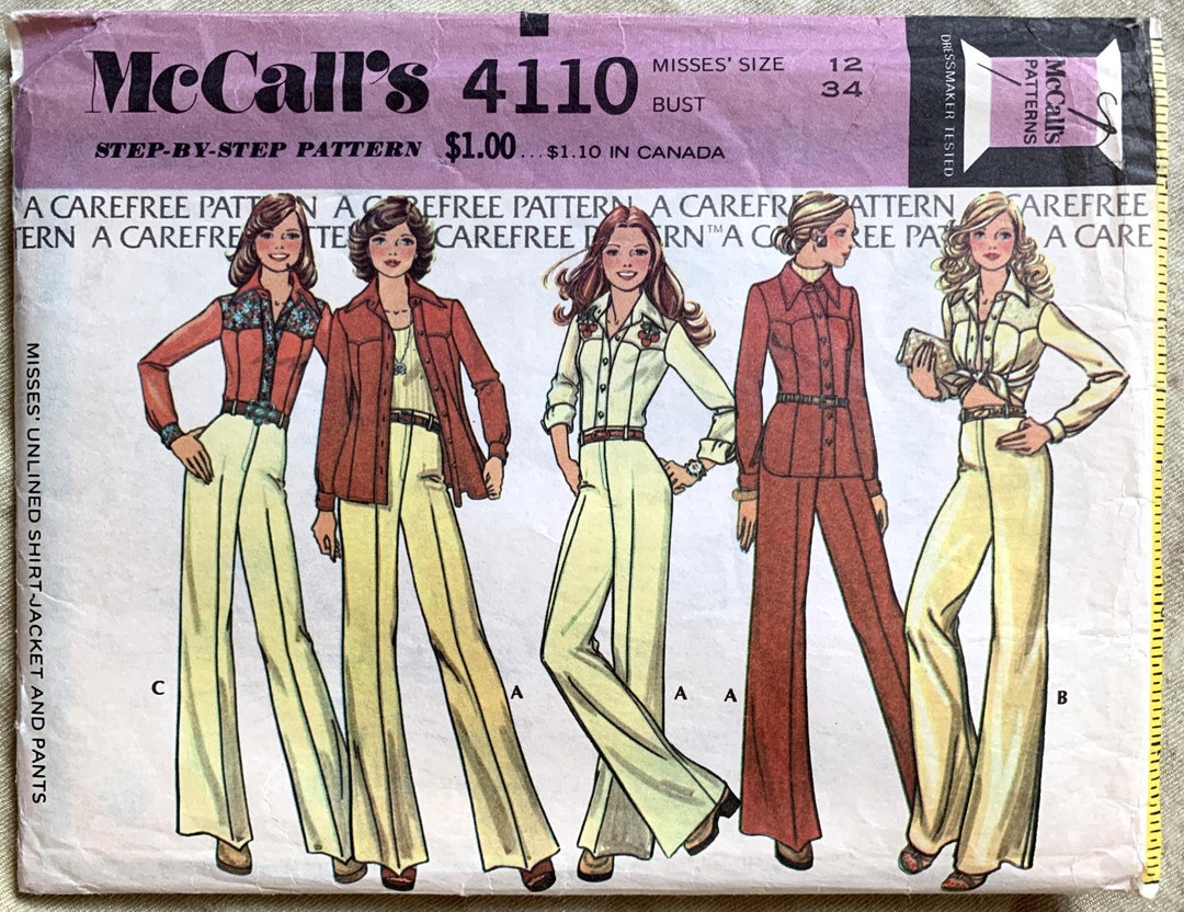 Vintage 1970's Mccall's Pattern 4110, Misses' Shirt-jacket and Pants ...