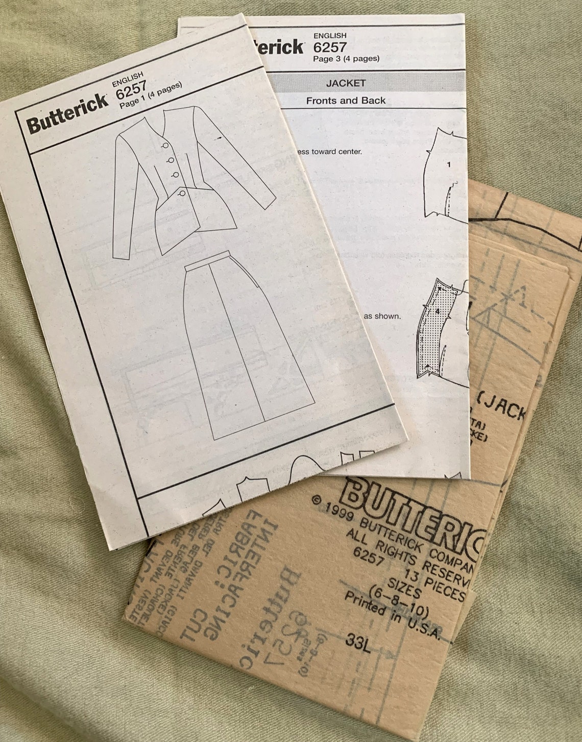 Vintage 1990's Butterick Retro '48 Pattern 6257, Misses' Jacket and ...