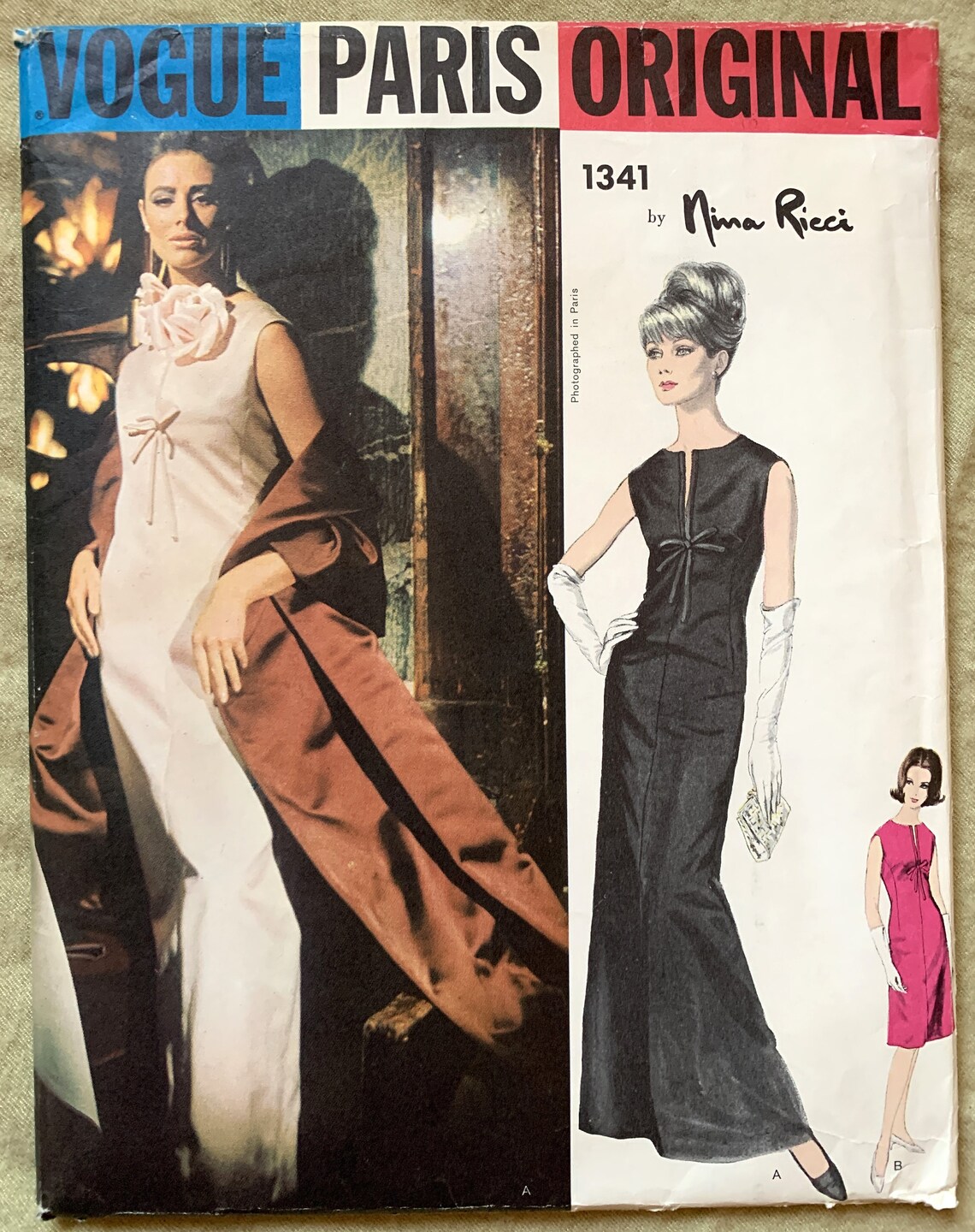 Vintage 1960's Vogue Pattern 1341, Vogue Paris Original, Nina Ricci ...