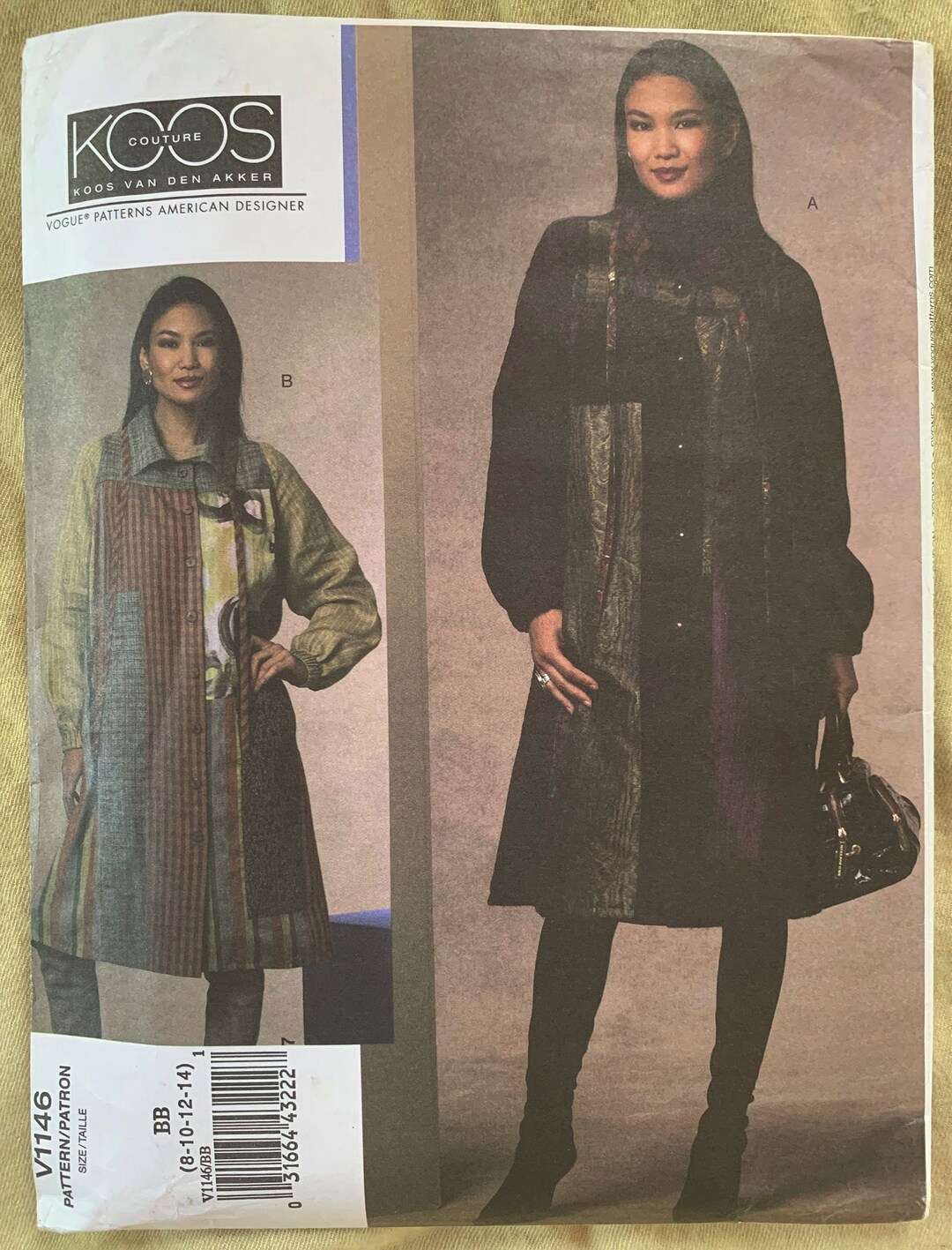 Vogue Koos Van Den Akker Pattern V1146, Misses' Coats, UNCUT, Size BB ...