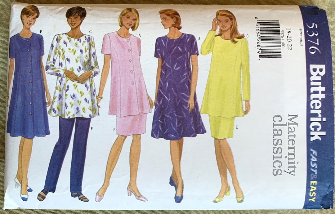 Vintage 1990's Butterick Pattern 5376, Misses'/misses' Petite Maternity ...