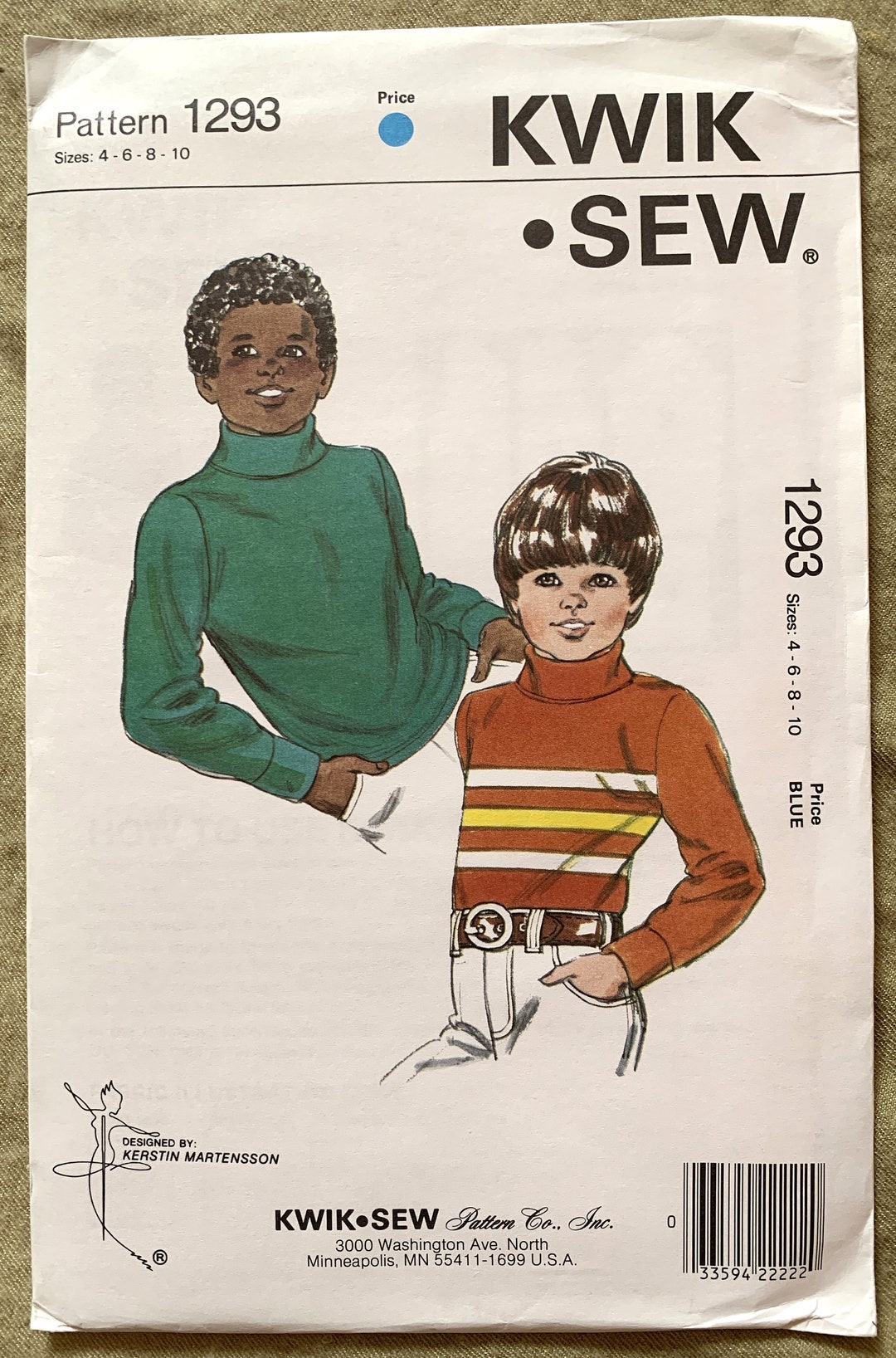 Vintage 1980's Kwik Sew Pattern 1293, Boy's Shirt, UNCUT, Size 4-6-8-10 ...
