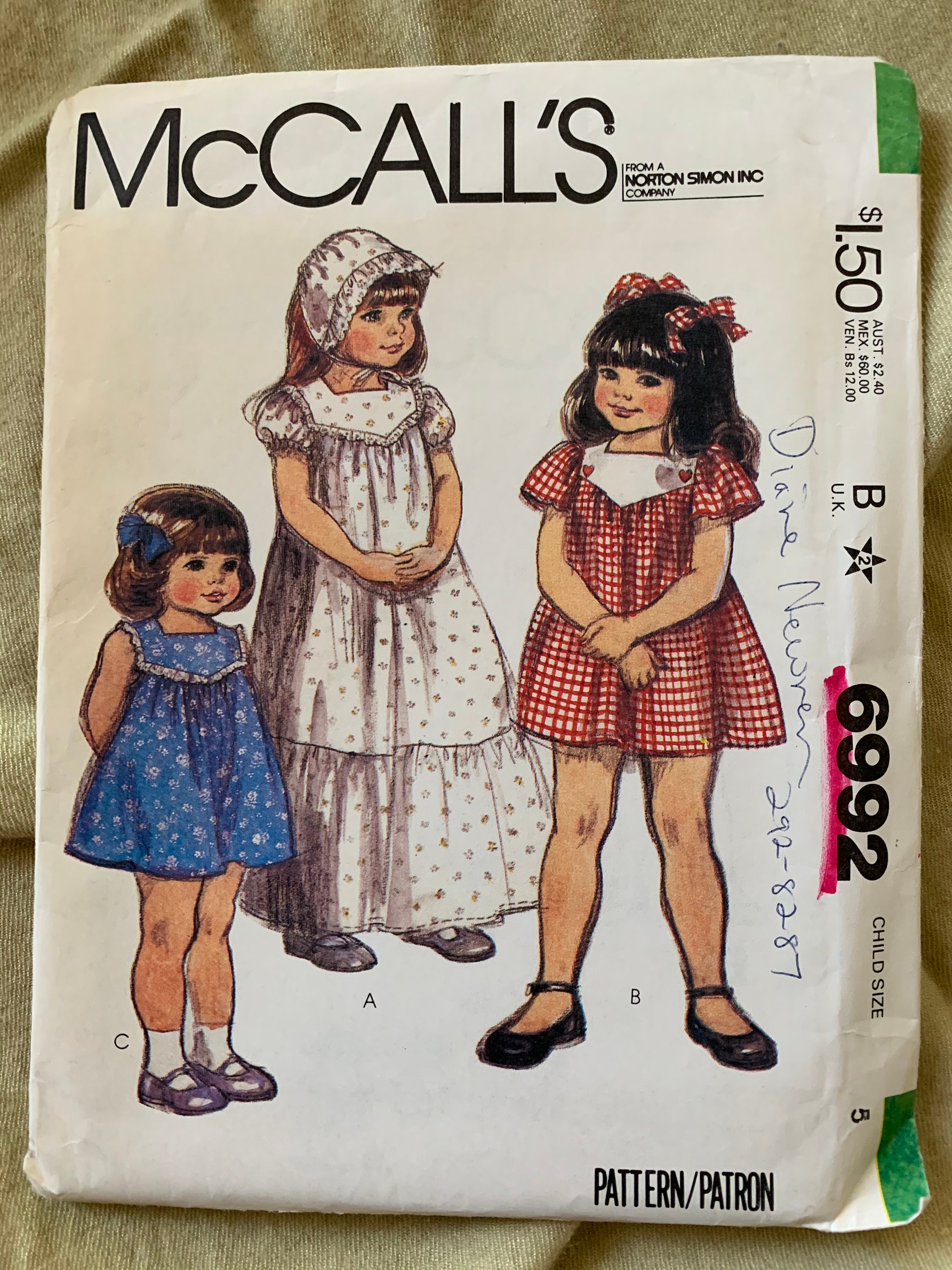 Vintage McCall's CHILDREN's Pattern 6992, UNCUT, Tamaño 5 - Etsy España