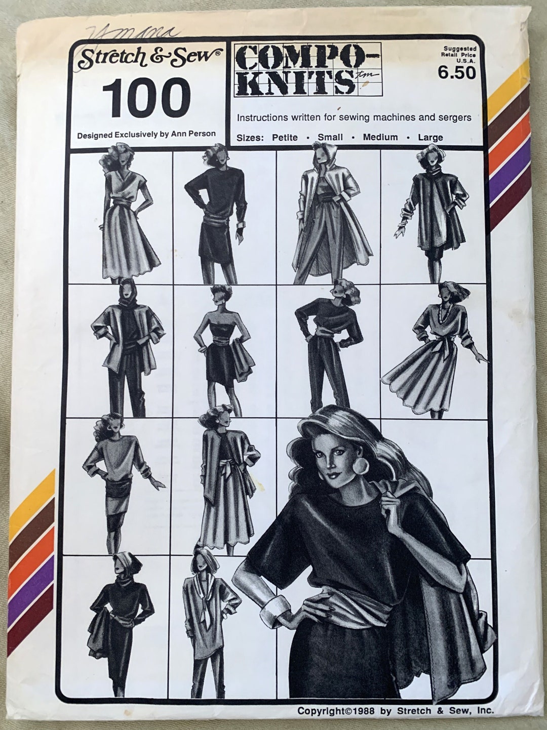 Vintage 1980's Stretch & Sew Pattern 100, Compo-knits, UNCUT/FF, Sizes ...