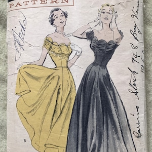 RARE Vintage 1950's Butterick Pattern 5368, Formal Dress, CUT, Size 16 ...