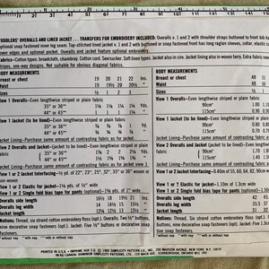 Vintage Simplicity Pattern 9820, Toddlers' Overalls/jacket, UNCUT, Size ...