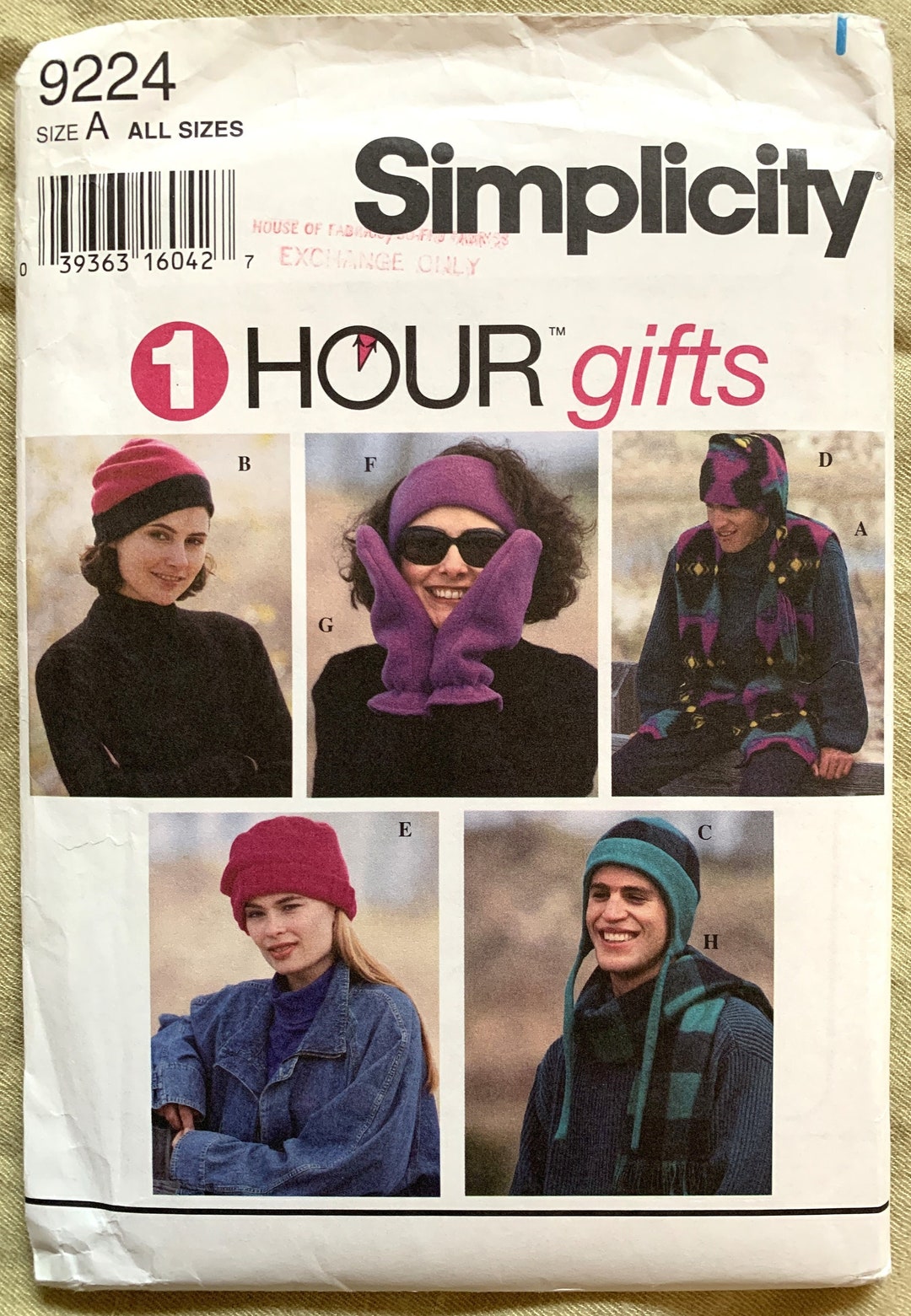 Vintage 1990's Simplicity Pattern 9224, 1 Hour Gifts, Outerwear ...