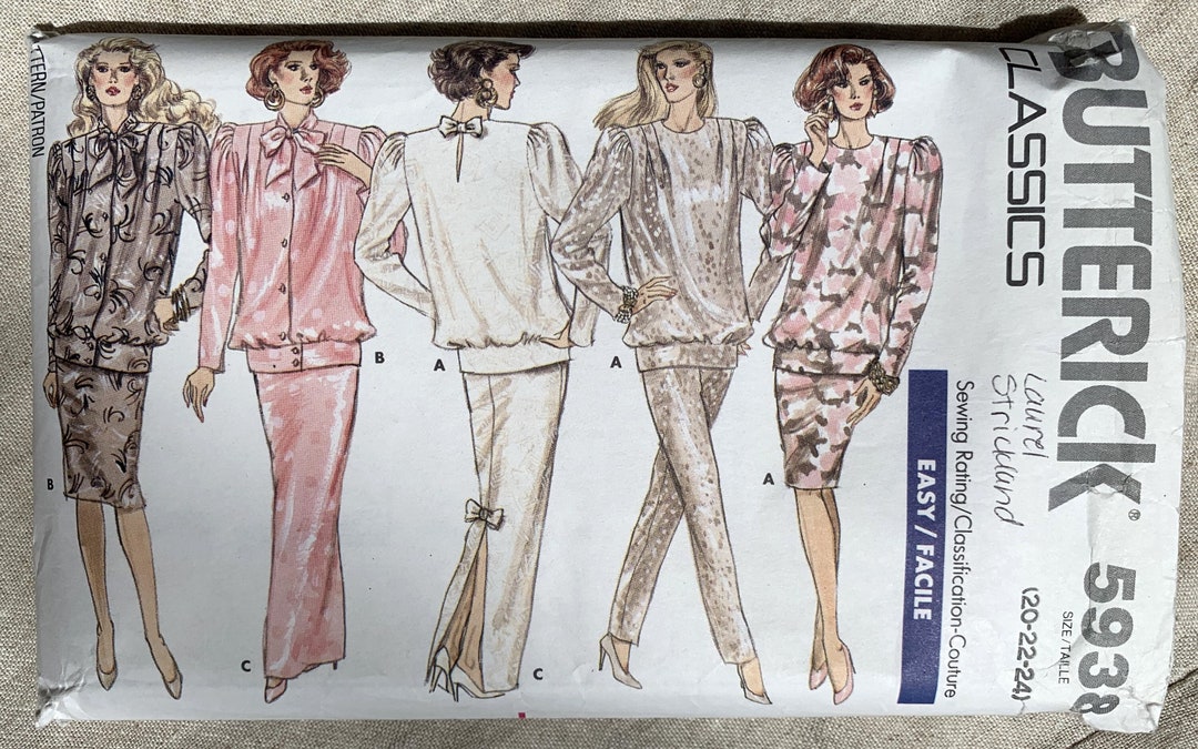 Vintage 1980's Butterick Classics Pattern 5938, Misses' Top/skirt/pants ...