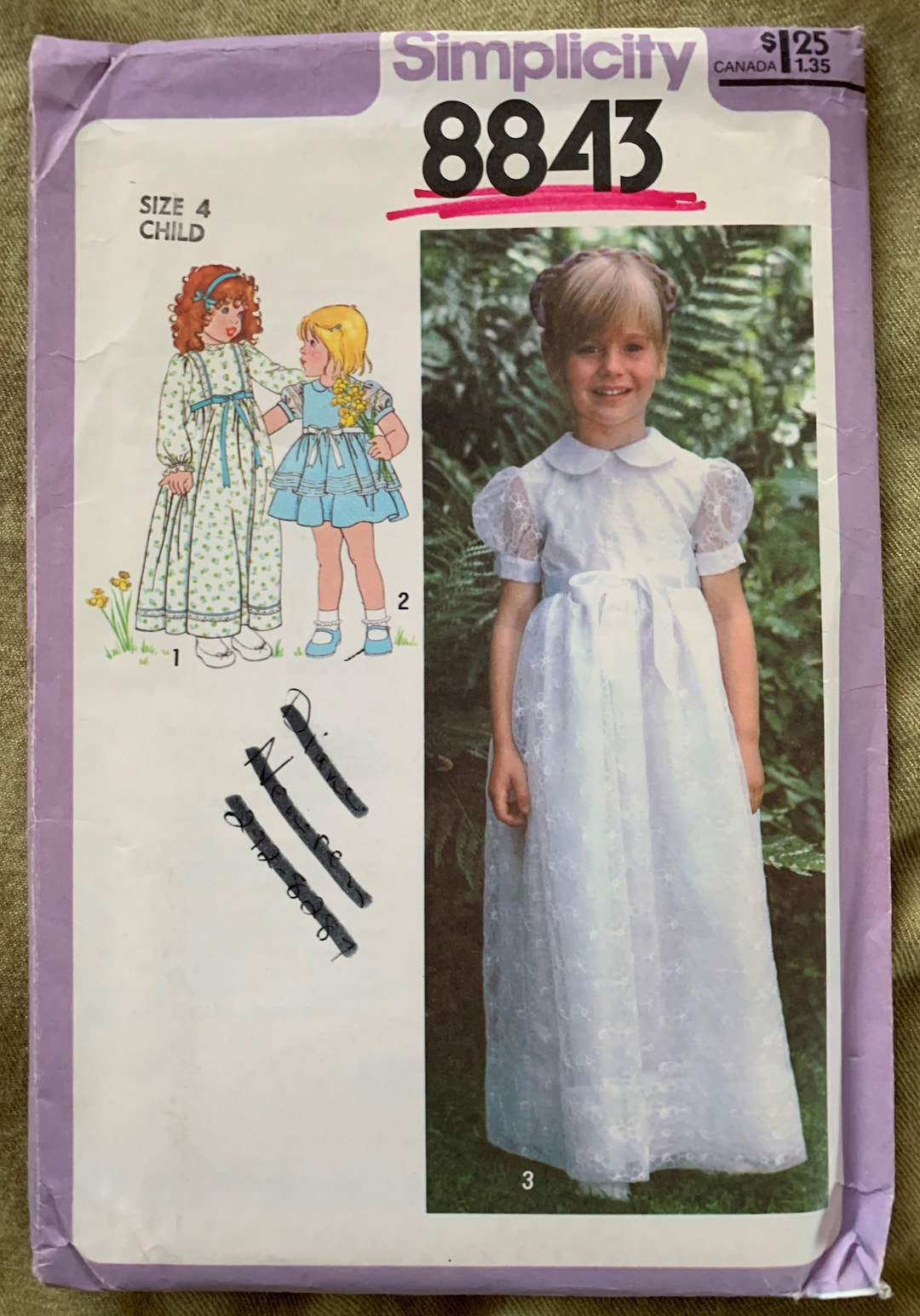 Vintage Simplicity Pattern 8843, Child's Dress, UNCUT, Size 4 - Etsy