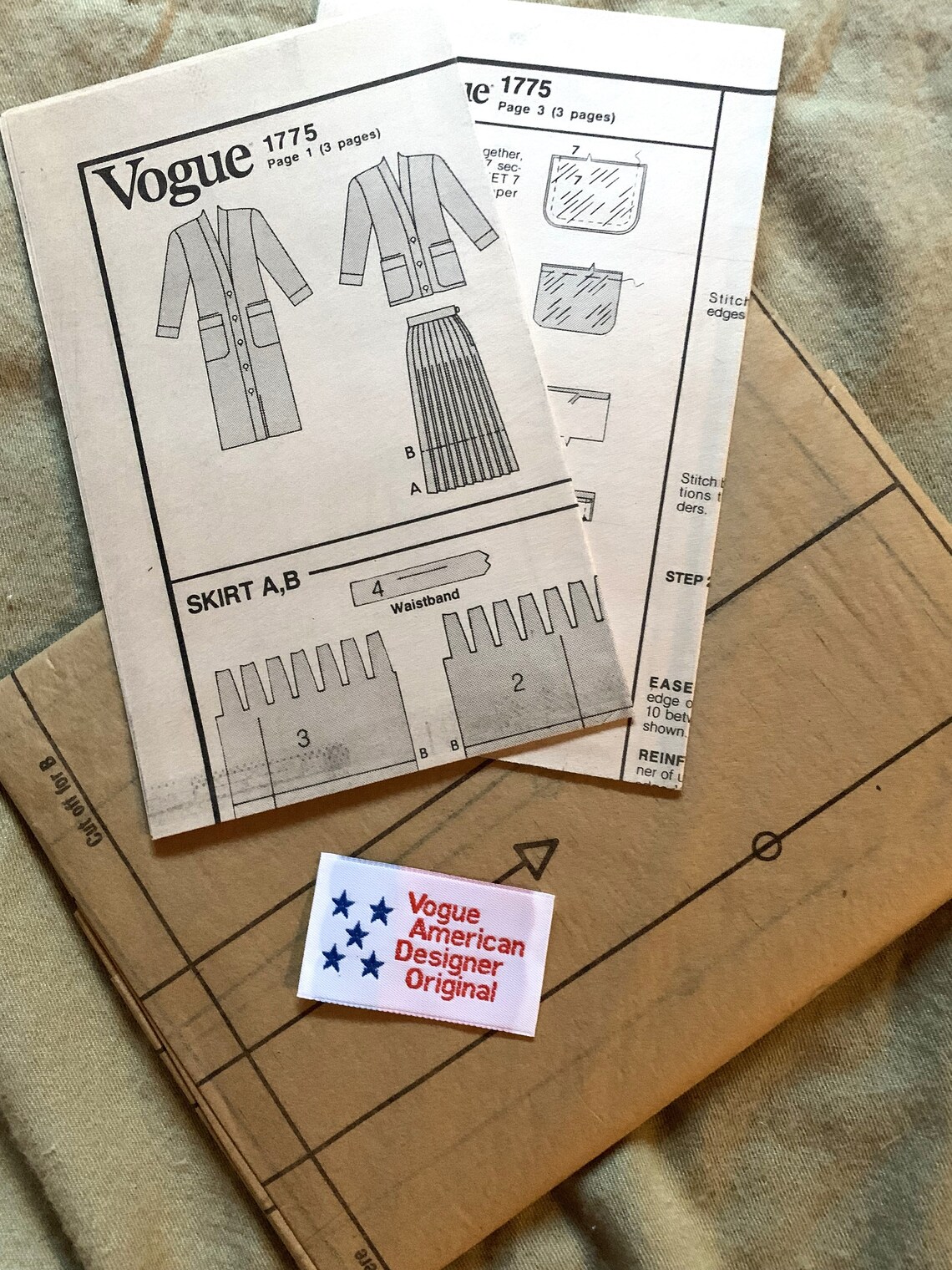 Vintage 1980's Vogue Pattern 1775, Vogue American Designer, Perry Ellis ...