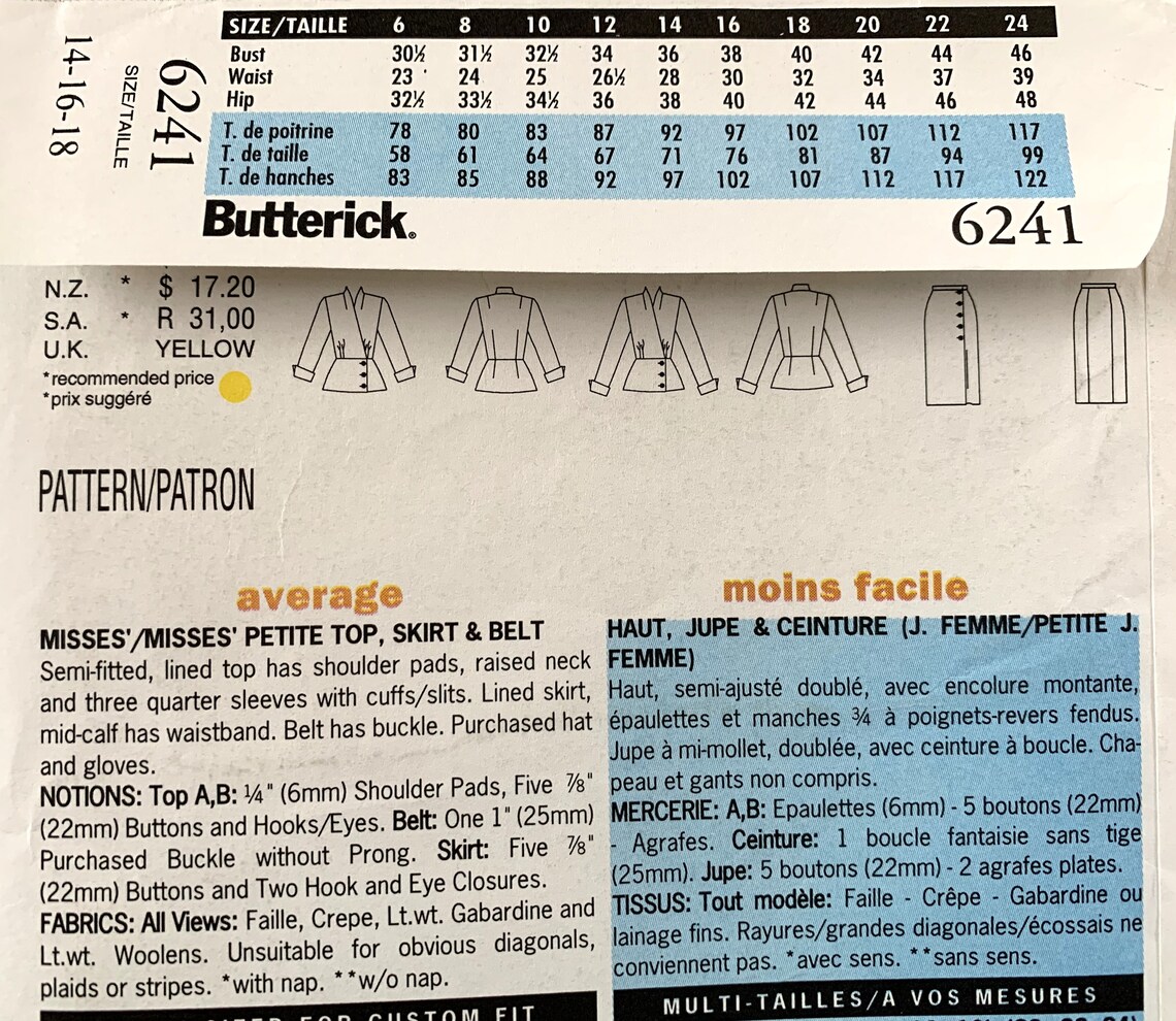 Vintage 1990's Butterick Retro '51 Pattern 6241, Misses'/misses' Petite ...