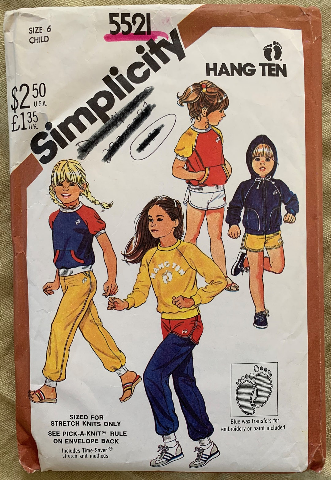 Vintage Simplicity Pattern 5521, Hang Ten Pattern, Child's Pants/shorts ...