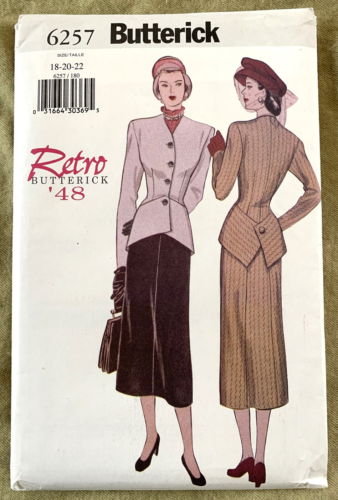 Vintage 1990's Butterick Retro '48 Pattern 6257, Misses' Jacket and ...