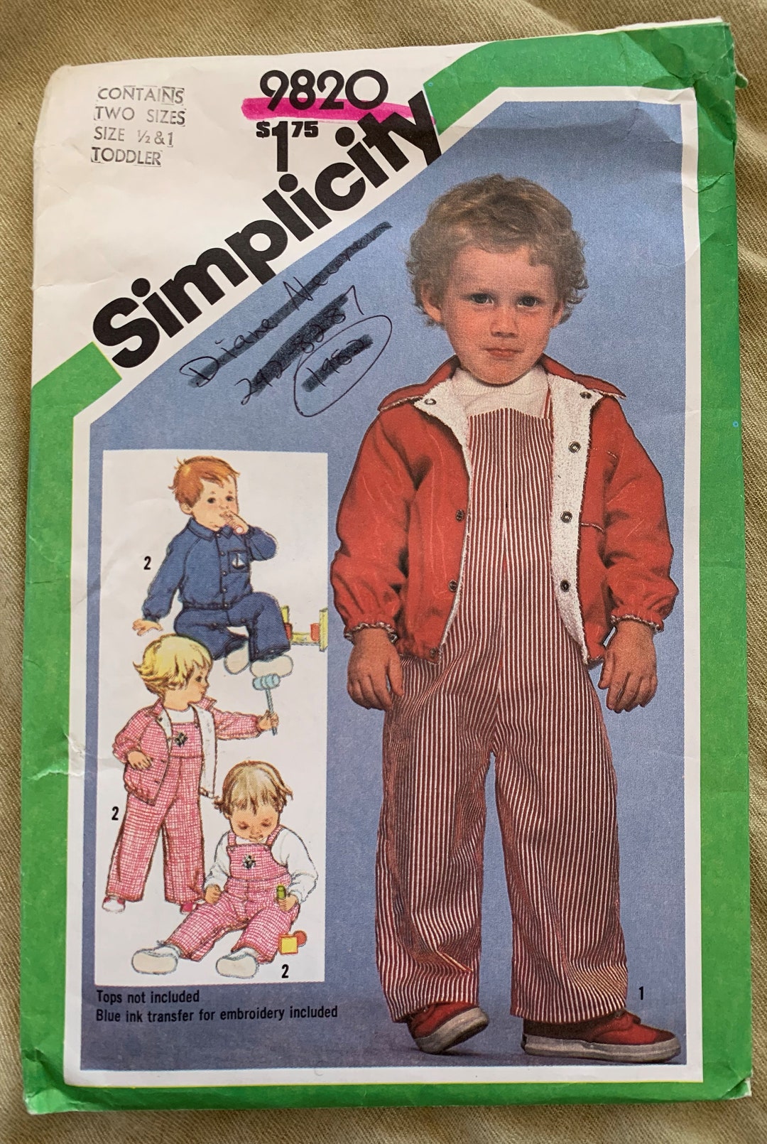 Vintage Simplicity Pattern 9820, Toddlers' Overalls/jacket, UNCUT, Size ...