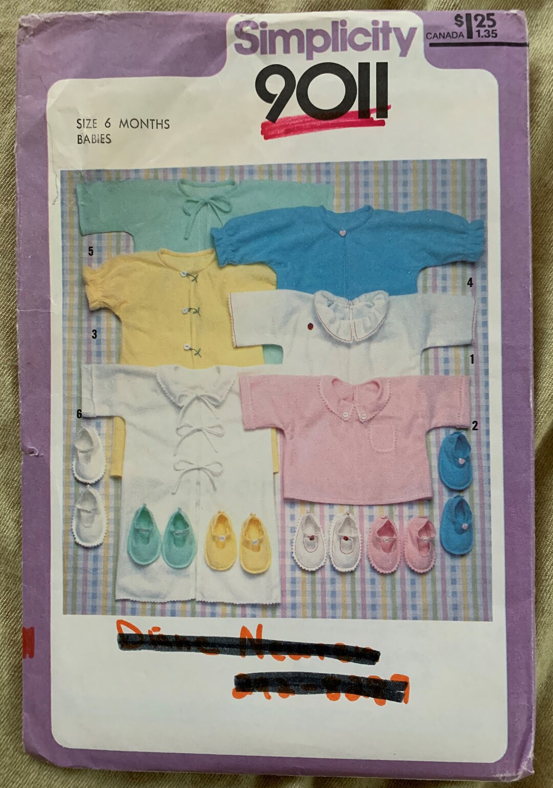 Vintage Simplicity Pattern 9011, Babies' Kimono/bootees, UNCUT, Size 6 ...