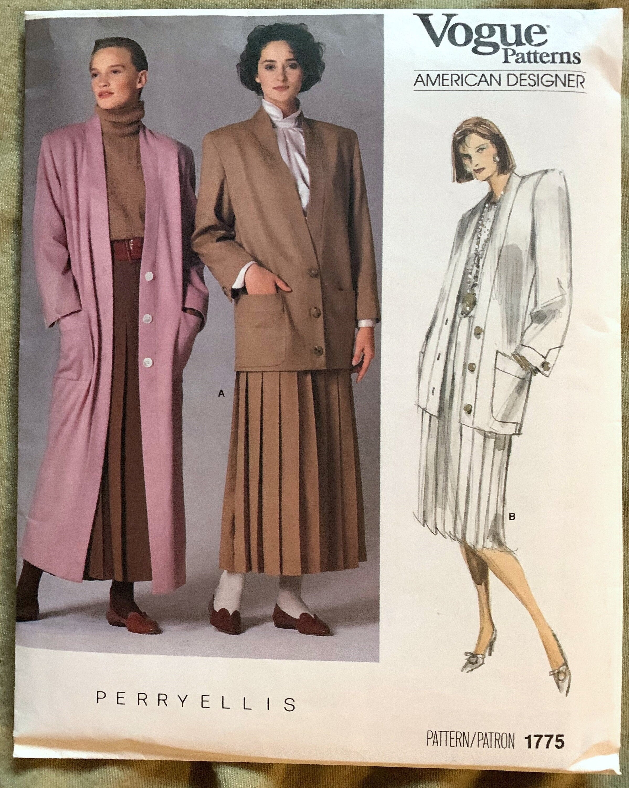 Vintage 1980's Vogue Pattern 1775, Vogue American Designer, Perry Ellis ...