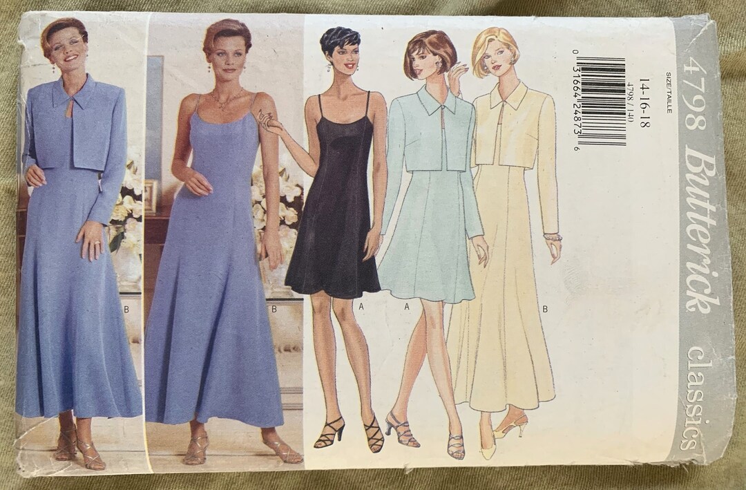 Vintage 1990's Butterick Pattern 4698, Misses' Jacket and Dress, CUT ...