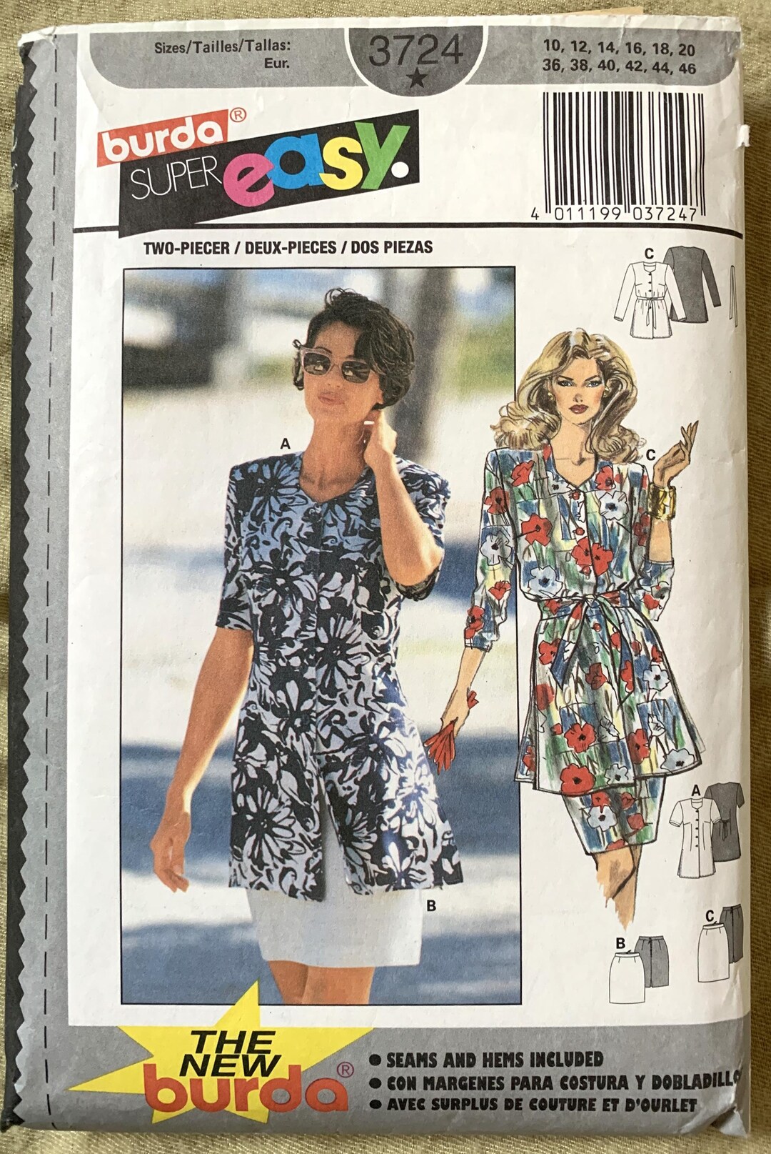 Vintage 1990's Burda Super Easy Pattern 3724, Misses' Overblouse and ...