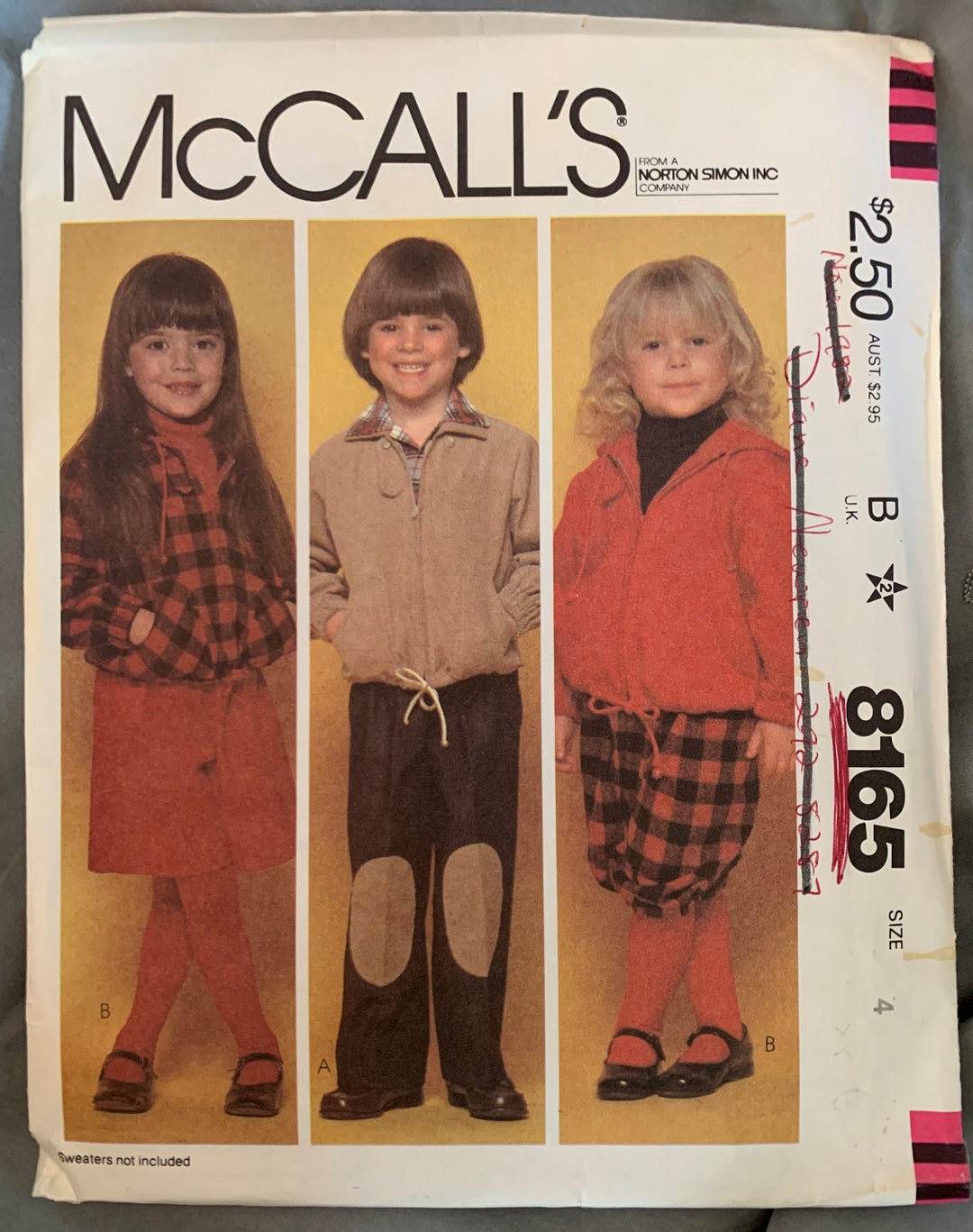 Vintage Mccall's CHILDREN'S Pattern 8165, Jacket/knickers/culottes ...