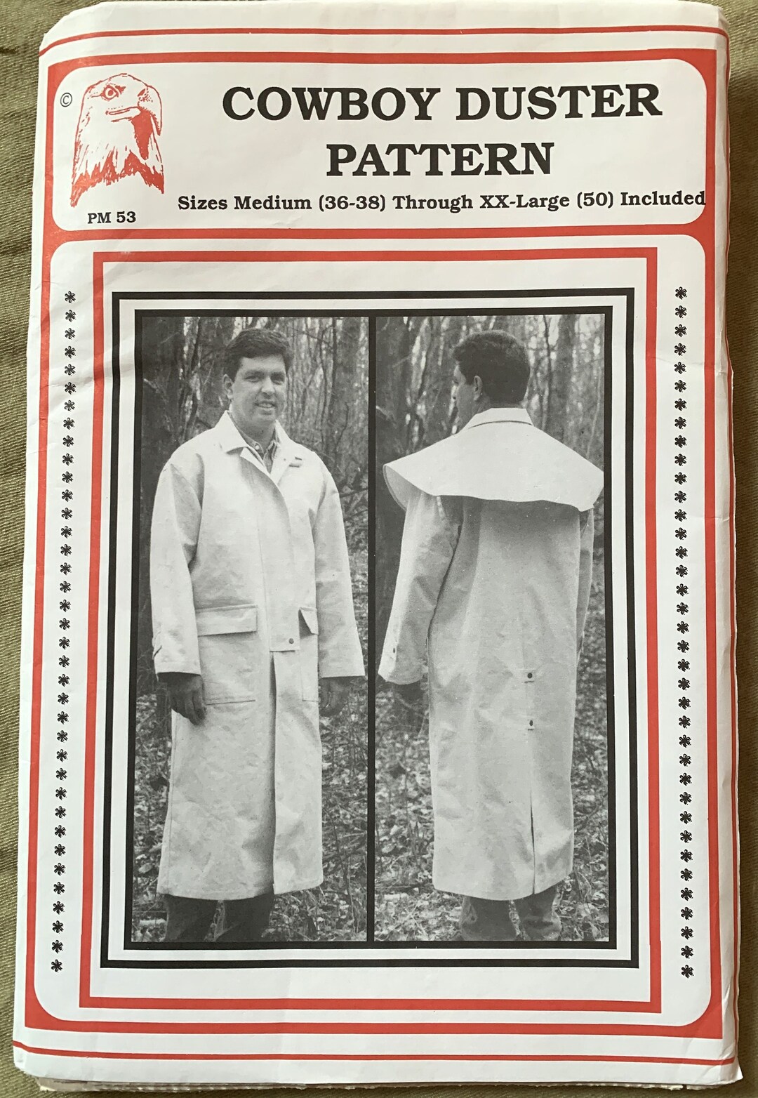 Vintage Eagle 's View Patterns, PM 53 Cowboy Duster, Uncut, Size M-L-XL ...