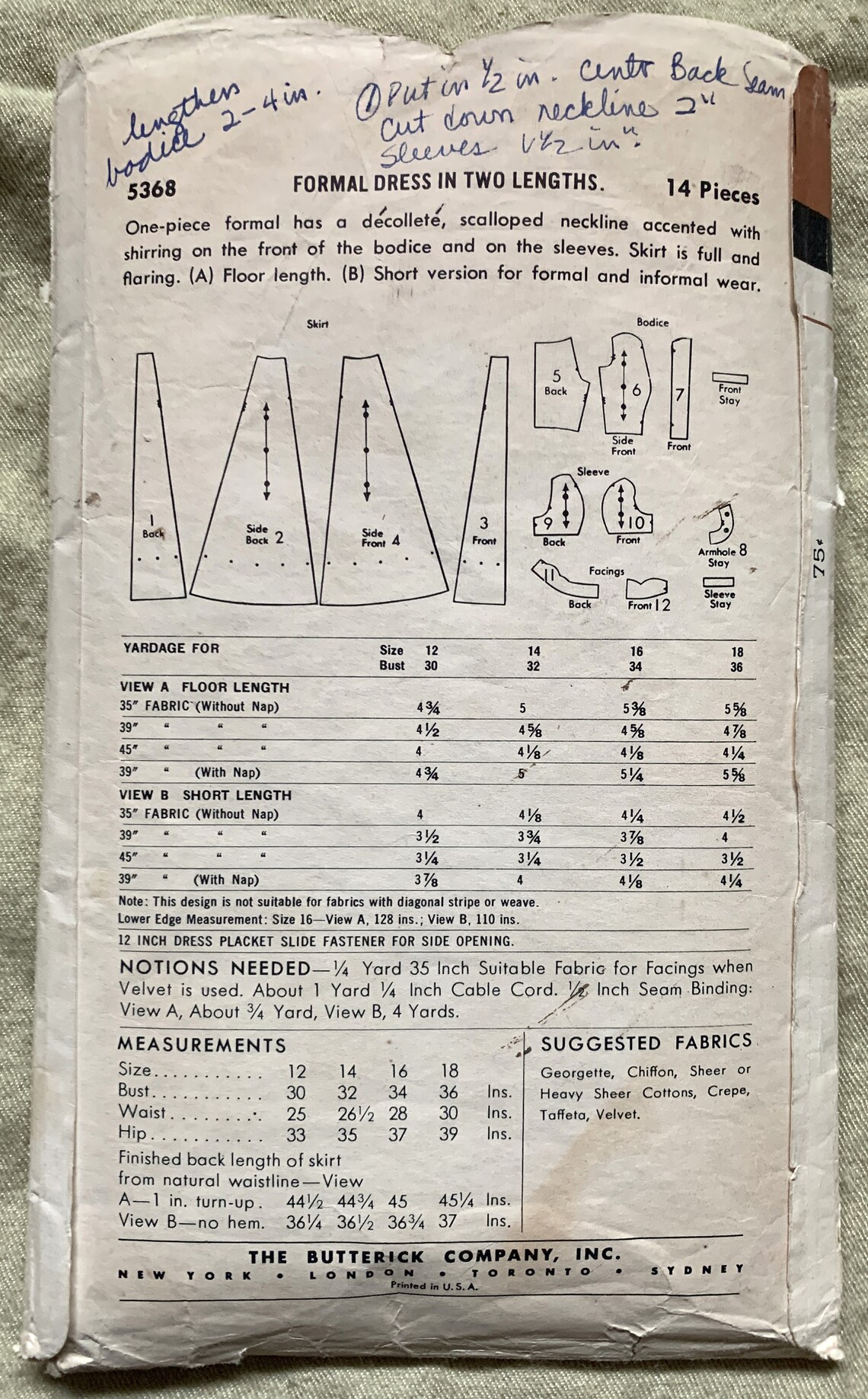 RARE Vintage 1950's Butterick Pattern 5368 Formal Dress - Etsy