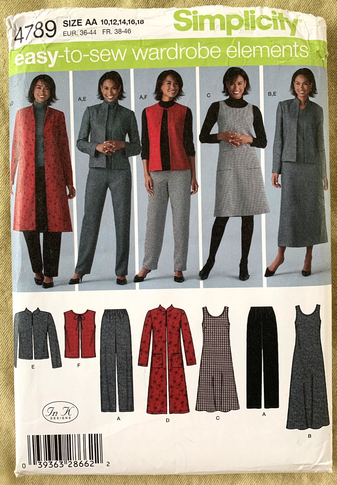 2004 Simplicity Pattern 4789, Misses' Pants/vest/jacket/jumper, Size AA ...